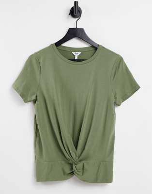 Object – Stephanie – Grön t-shirt med snurrad knut framtill | ASOS