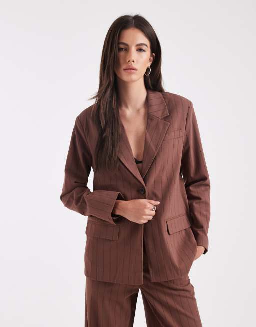 Object tailored blazer co-ord in chocolate pinstripe | ASOS