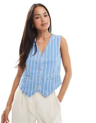 Object waistcoat in light blue denim | ASOS