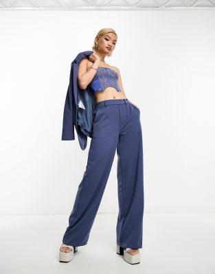 Object wide leg trouser co-ord in blue | ASOS