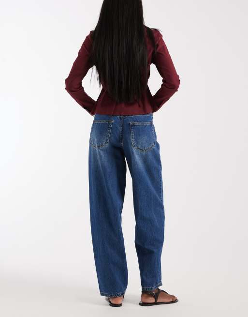 Object Zoe barrel jeans in mid blue denim | ASOS