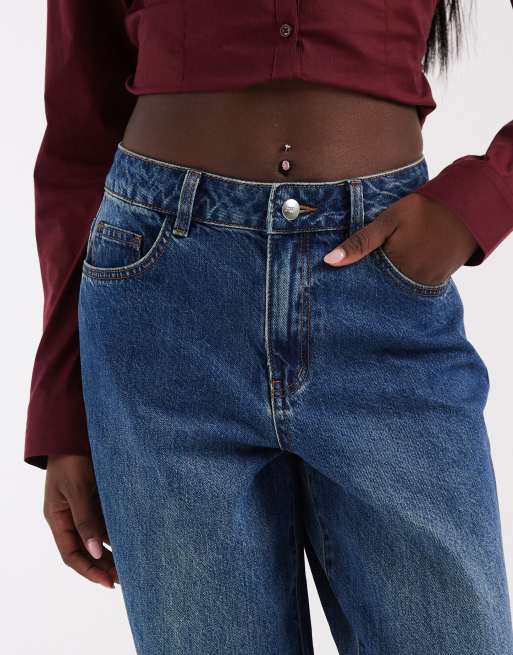 Object Zoe barrel jeans in mid blue denim | ASOS