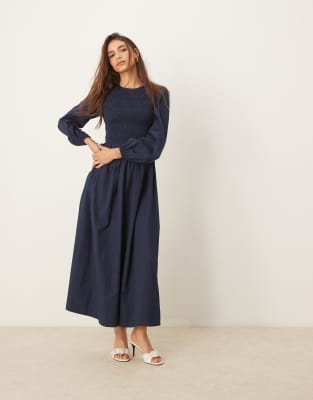 OMNES Cotton Saint Dress in Navy | ASOS