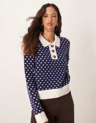 OMNES Loren Mini Heart in Navy | ASOS