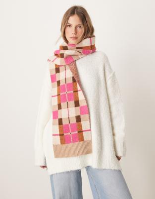 OMNES Molly Cotton Scarf in Pink Check | ASOS