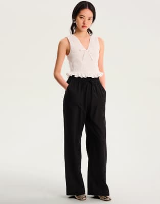 OMNES wide leg high rise touser in plain black | ASOS