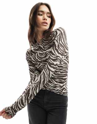 ONLY 2-way long sleeve top in zebra print | ASOS