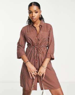 Only belted shirt dress in brown | ASOS