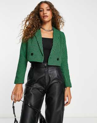 Only - Blazer court à carreaux - Vert et noir | ASOS