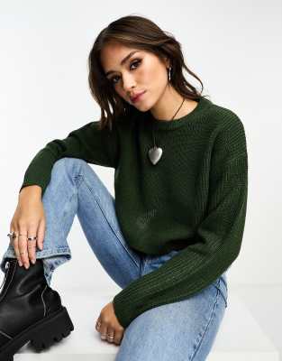 ONLY cropped jumper in dark green | ASOS