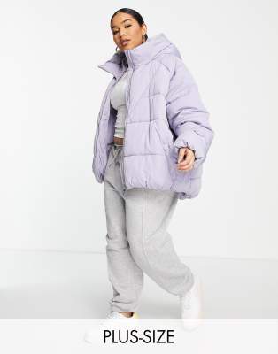 Only Curve Oversized Padded Jacket In Lilac-purple | ModeSens