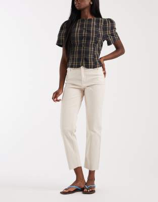 Only - Emily - Jeans met rechte pijpen en hoge taille in ecru | ASOS