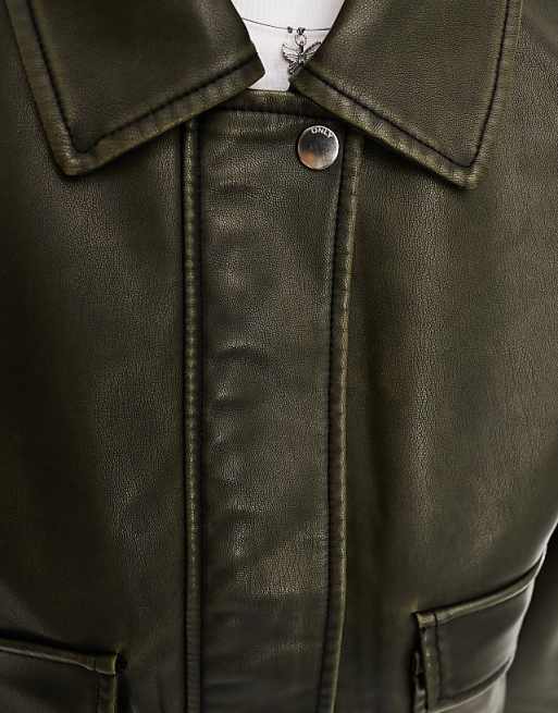 Only faux leather bomber jacket with oversized pockets in Only faux leather bomber jacket with oversized pockets in