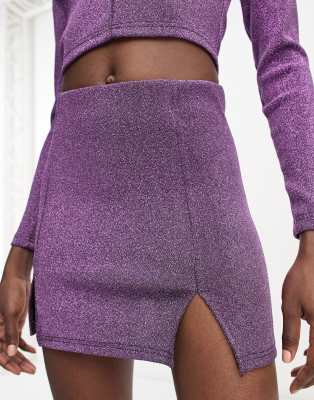 Only glitter notch detail mini skirt in purple - part of a set | ASOS