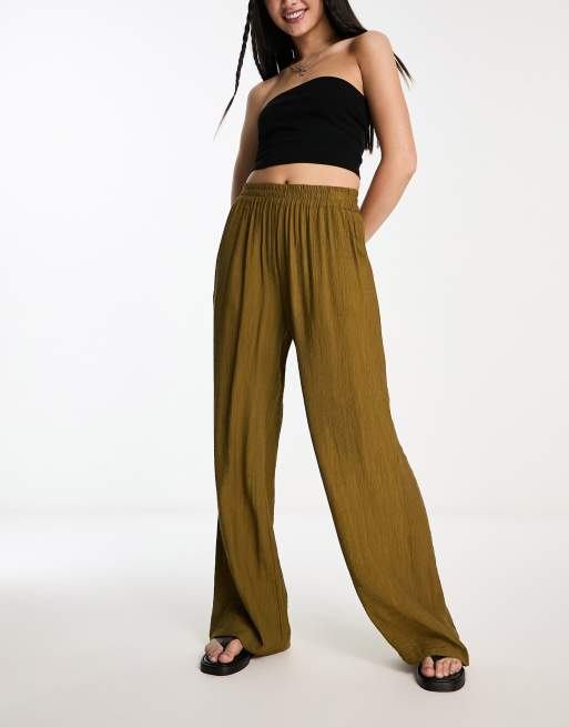 Only high waisted textured pants in olive | ASOS