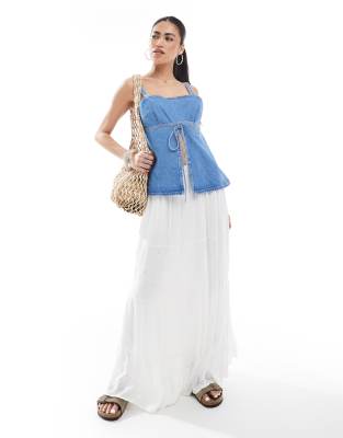 ONLY - Maxi rok met textuur in wit | ASOS