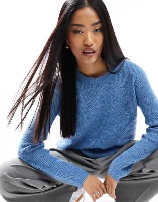 ONLY pointelle detail jumper in blue | ASOS