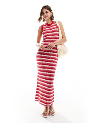 ONLY - Robe longue en maille à rayures - Rouge et blanc | ASOS
