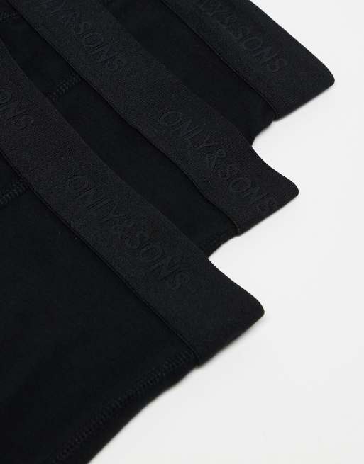 ONLY & SONS 3 pack trunks in all black | ASOS
