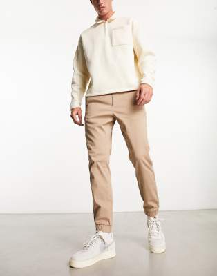 Only & Sons cuffed chinos in beige | ASOS