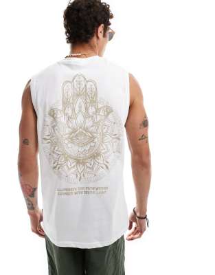 ONLY & SONS oversized singlet with hamsa hand back print in white | ASOS