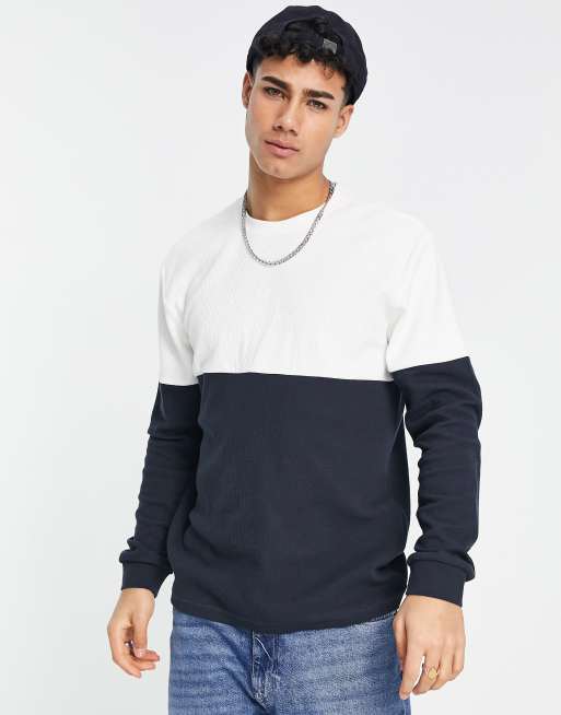Only & Sons - Pull color block - Bleu marine et blanc | ASOS