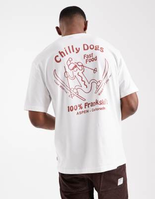 ONLY & SONS relaxed fit t-shirt with chilli dogs print in white | ASOS