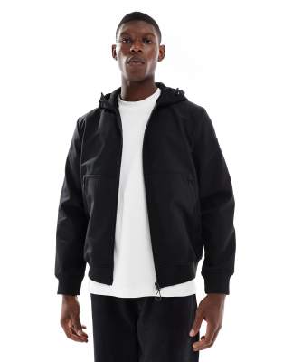 ONLY & SONS zip through soft shell bomber jacket in black | ASOS