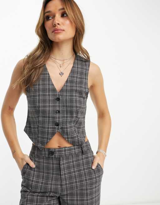 Only Tailored Waistcoat Co Ord In Grey Check Asos