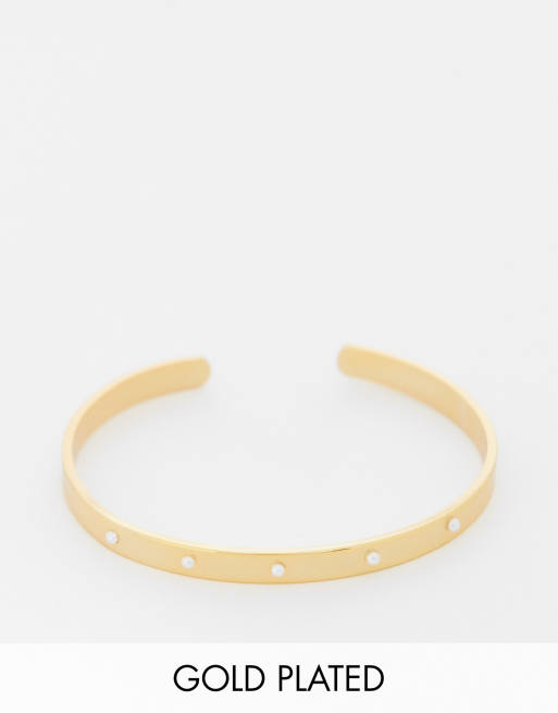 Orelia Bracelet Jonc En Plaqué Or Orné De Perles Fantaisie Asos