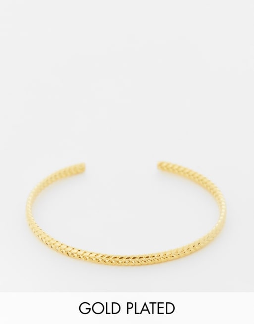 Orelia Bracelet Jonc Fin à Détail Corde En Plaqué Or Asos