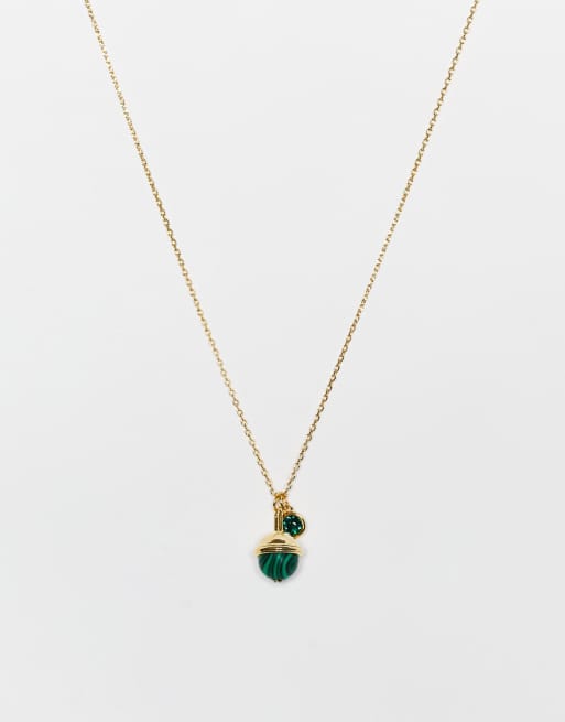 Orelia Collier En Plaqué Or Avec Pierre Semi Précieuse Malachite Asos