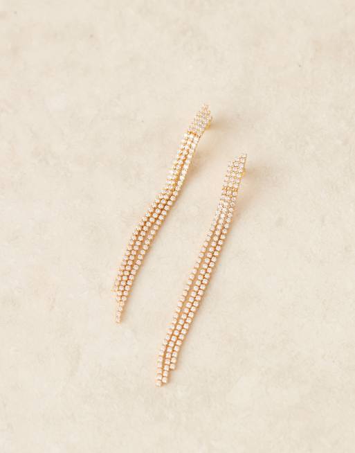 Orelia crystal waterfall chain drop earrings in gold plated | ASOS