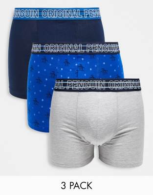Original Penguin 3 pack boxers in grey and blue | ASOS