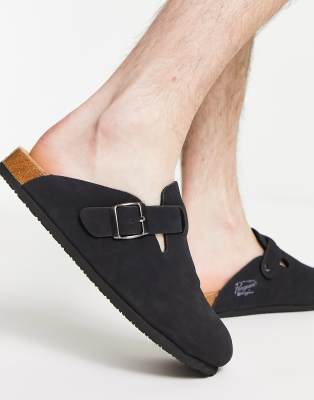 Original Penguin backless clog shoes in black faux leather | ASOS