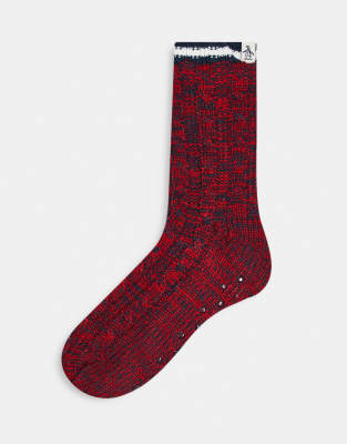 Original Penguin Christmas slipper socks in red twisted yarn | ASOS