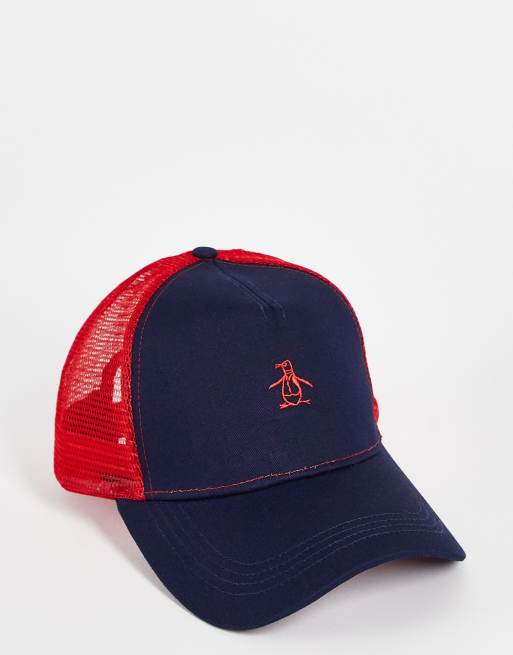 Original Penguin logo trucker cap in navy | ASOS
