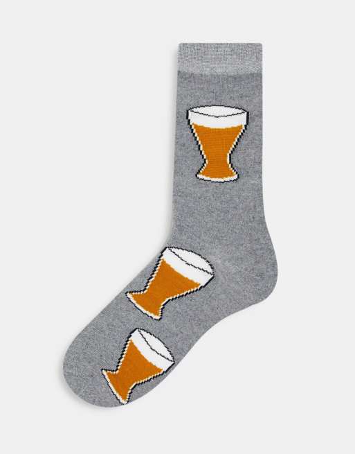 Orrsum Sock Company beer socks in Christmas gift can in gray | ASOS