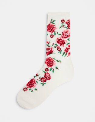 & Other Stories – Bunte Baumwollsocken mit Rosenmuster - MULTI | ASOS