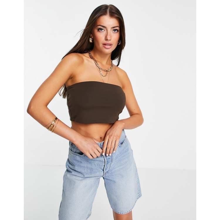 Brown Strapless Top