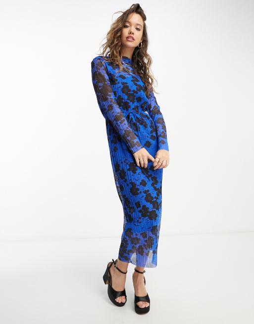 And Other Stories Midi Jurk Van Mesh In Blauwe Bloemenprint Asos