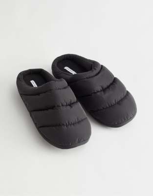 & Other Stories padded mule slippers in black | ASOS