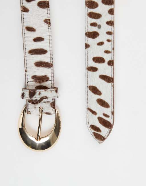 & Other Stories print leather hairy belt in white and brown | ASOS