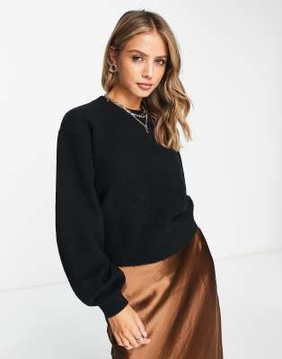 & Other Stories - Pull à col rond et manches ballon - Noir | ASOS
