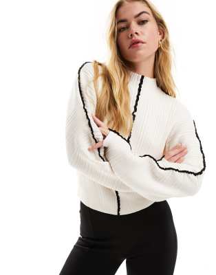 & Other Stories - Pull en laine mérinos et coton mélangés - Blanc cassé et noir | ASOS