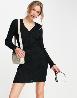 & Other Stories ribbed knitted mini dress in black | ASOS
