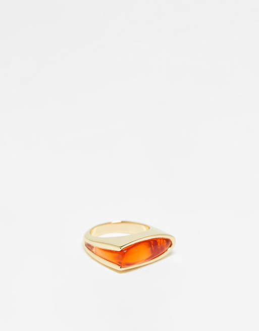 & Other Stories – Ring in Gold mit orangem Detail | ASOS
