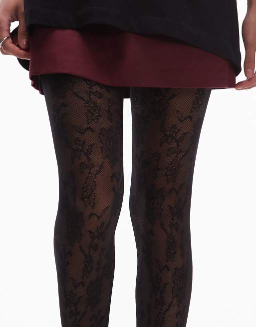 & Other Stories sheer lace print tights in black | ASOS