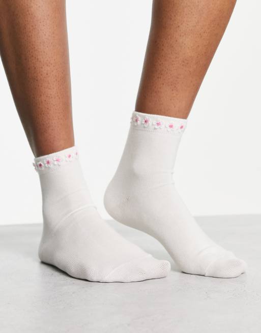 & Other Stories socks with applique flowers in off-white | ASOS