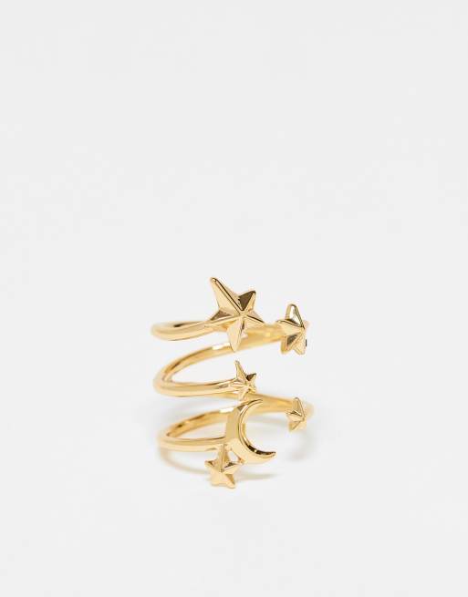 & Other Stories triple ring with moon and stars in gold | ASOS